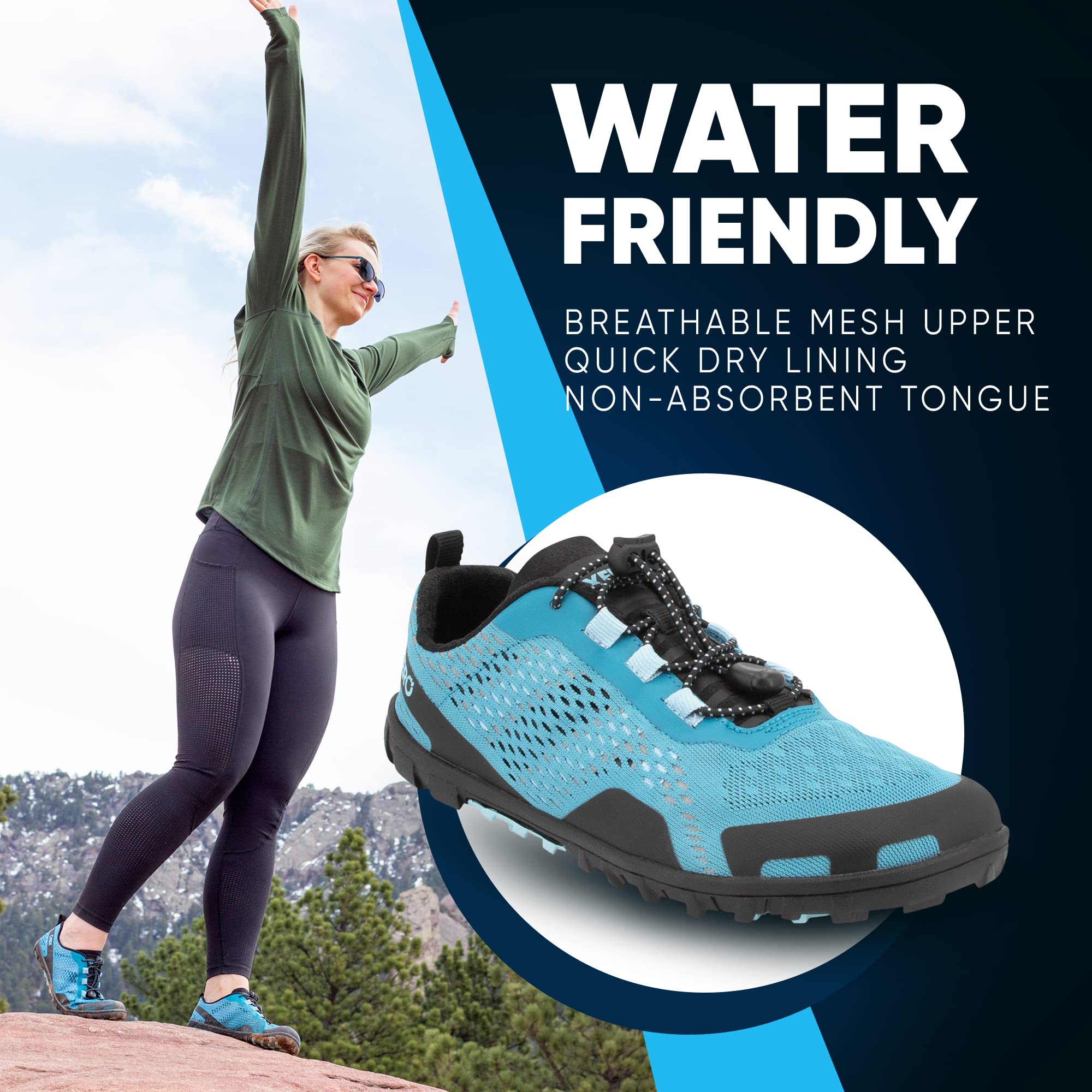 Xero Shoes Barefoot Water Shoes for Women | Aqua X Sport Women's Water Shoes | Wide Toe Box, Zero Drop Heel, Minimalist for Beach, Hiking, Running | Surf, Size 5.5