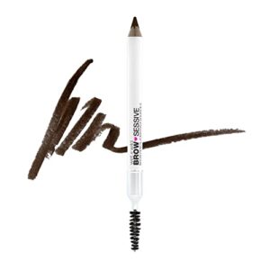 wet n wild brow-sessive brow pencil, ultra-precise dual ended spoolie brush for perfect buildable blendable shaping, natural lasting shades for every brow, cruelty-free & vegan - dark brown(packaged)