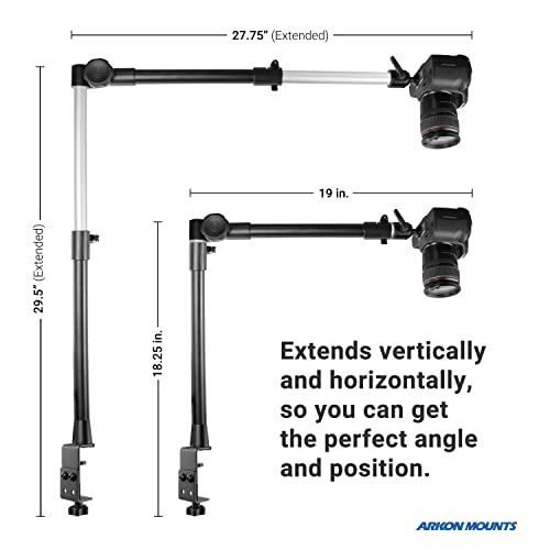 ARKON Mounts Overhead Camera Mount | Includes Ceiling Mount Bracket, Phone Holder, Tablet Holder, & Camera Mount | 360° Adjustable | Durable & Super Stable Metal Mounting Base DSLRTABMG5