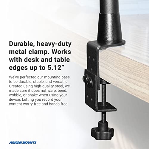 ARKON Mounts Overhead Camera Mount | Includes Ceiling Mount Bracket, Phone Holder, Tablet Holder, & Camera Mount | 360° Adjustable | Durable & Super Stable Metal Mounting Base DSLRTABMG5