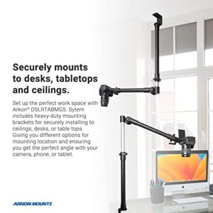 ARKON Mounts Overhead Camera Mount | Includes Ceiling Mount Bracket, Phone Holder, Tablet Holder, & Camera Mount | 360° Adjustable | Durable & Super Stable Metal Mounting Base DSLRTABMG5