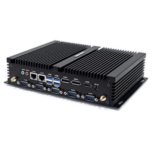 basoaro mini industrial fanless desktop pc, tiny desktop computer i7 8550u, 64g ram 512g ssd 1tb hdd, mini pc dual rj45 lan, dp/edp/hd, lpt, 6 rs232 com, wifi, bt, windows 11 pro/linux