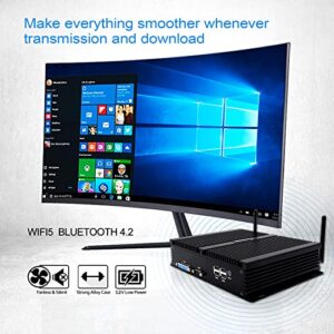 BASOARO Mini Industrial Fanless Desktop PC, Tiny Desktop Computer i7 8550U, 64G RAM 512G SSD 1TB HDD, Mini PC Dual RJ45 LAN, DP/EDP/HD, LPT, 6 RS232 COM, WiFi, BT, Windows 11 Pro/Linux