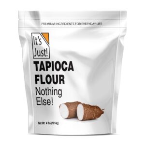 it's just - tapioca flour (starch), natural thickener, non-gmo, gluten substitute, 4lbs