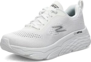 skechers women's max cushioning elite-destination point sneaker, white, 8