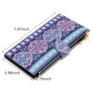 Badiya Womens Wallet RFID Blocking Bifold Multi Card Holder Wallets Large Capacity Cellphone Purse with Zipper Pocket Gift