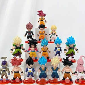 dragon ball z 16-piece action figure set, 3-inch collectibles for cake toppers & party favors