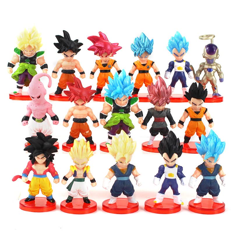 Dragon Ball Z 16-Piece Action Figure Set, 3-inch Collectibles for Cake Toppers & Party Favors