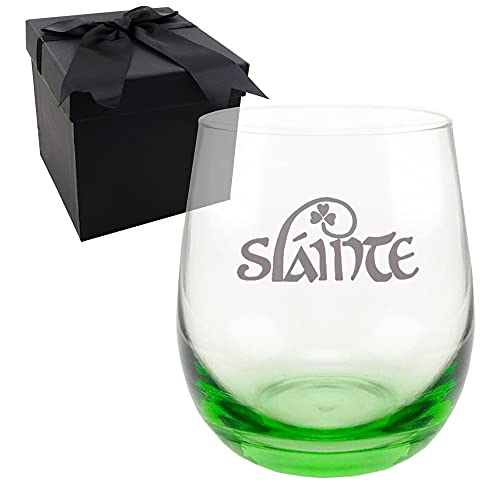 Osci-Fly Christmas Gifts for Irish, Slainte Sign Irish Cheers Handmade Etched Whisky Glass