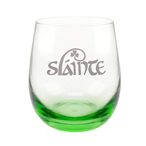 Osci-Fly Christmas Gifts for Irish, Slainte Sign Irish Cheers Handmade Etched Whisky Glass