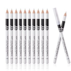 meicoly 12 packs white eyeliner pencil smooth waterproof long lasting highlight silkworm eye liner pen brighten eyebrow makeup