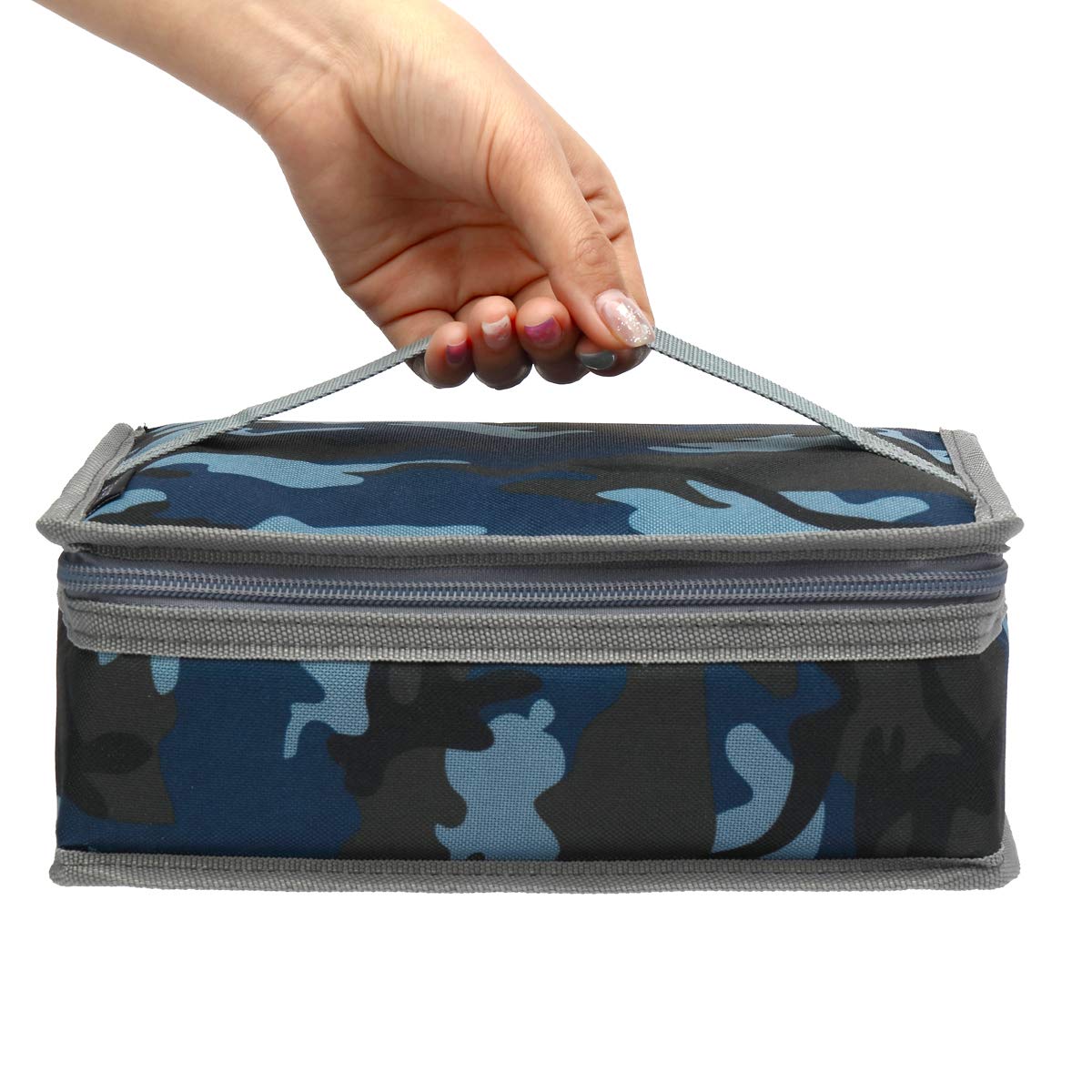 FlowFly Small Insulated Lunch box Portable Soft Bag Mini Cooler Thermal Meal Tote Kit with Handle for Work & School, Camo