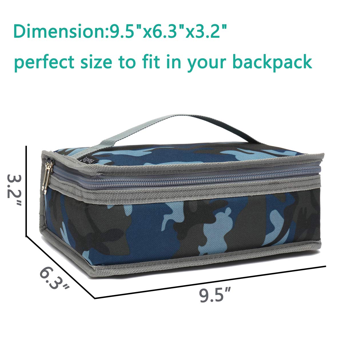 FlowFly Small Insulated Lunch box Portable Soft Bag Mini Cooler Thermal Meal Tote Kit with Handle for Work & School, Camo