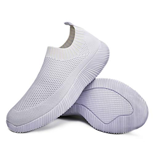 AKINGIO Womens Walking Shoes Fashion Tennis Sneakers Athletic Non Slip Lightweight Casual Running Shoes White US 7.5