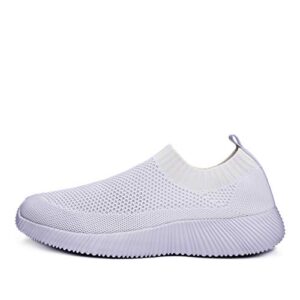 AKINGIO Womens Walking Shoes Fashion Tennis Sneakers Athletic Non Slip Lightweight Casual Running Shoes White US 7.5