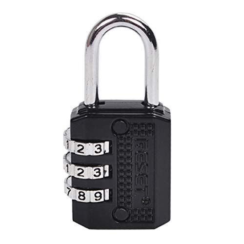 RESET-071 3 Digit Small Combination Lock Tiny Padlock for Mini Locker Box Luggage Suitcase Backpack Black