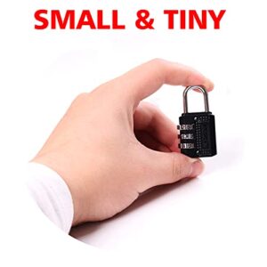 RESET-071 3 Digit Small Combination Lock Tiny Padlock for Mini Locker Box Luggage Suitcase Backpack Black