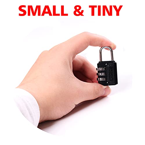 RESET-071 3 Digit Small Combination Lock Tiny Padlock for Mini Locker Box Luggage Suitcase Backpack Black