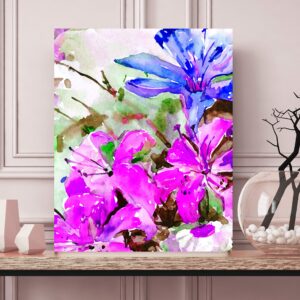 wall art spring flowers in vase still life traditional fashion art watercolor paint glam poster print from artist