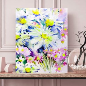 wall art spring flowers in vase still life traditional fashion art watercolor paint glam poster print from artist