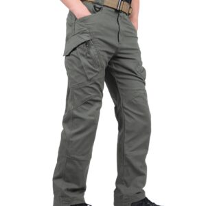 FEDTOSING Tactical Pants for Men with 9 Pockets Cotton Cargo Work Military Trousers Stretch Hiking Combat Rip-Stop Pants Green 42x30