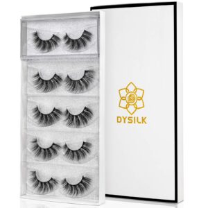 dysilk lashes wispy eyelashes - false eyelashes 5 pairs 6d mink lashes - fake eyelashes natural look like extensions strip lashes fluffy lash pack | 007-18mm