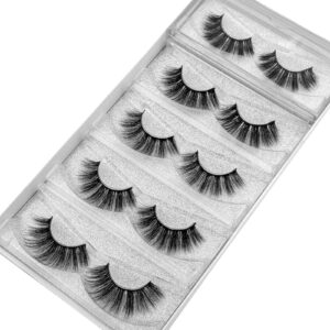 DYSILK Lashes Wispy Eyelashes - False Eyelashes 5 Pairs 6D Mink Lashes - Fake Eyelashes Natural Look Like Extensions Strip Lashes Fluffy Lash Pack | 007-18mm