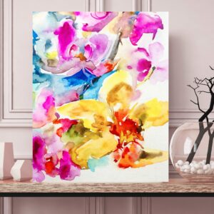 wall art spring flowers in vase still life traditional fashion art watercolor paint glam poster print from artist