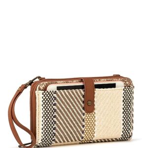 Sakroots Large Smartphone Crossbody in Canvas, Detachable Wristlet Strap, Tobacco Batik World Woven