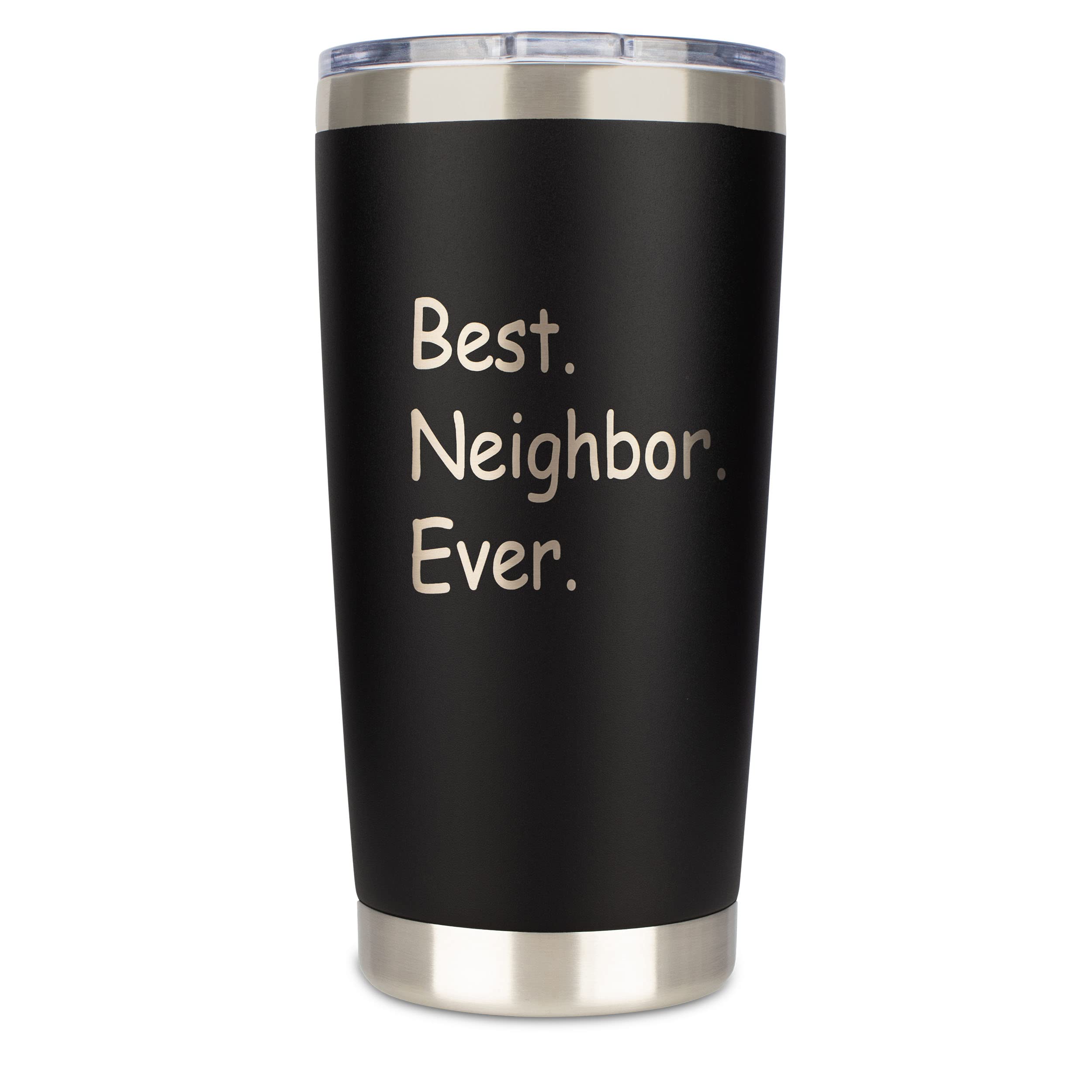 JENVIO Neighbor Gifts | Laser Engraved Stainless Steel Travel Tumbler with Lid and 2 Straws | Housewarming New Ideas Going Away Thank You Valentine's Day (20 Ounce)