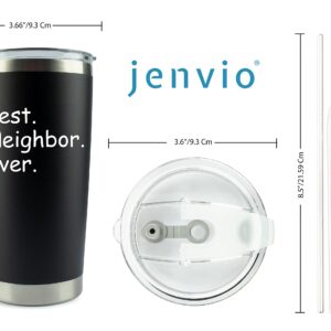 JENVIO Neighbor Gifts | Laser Engraved Stainless Steel Travel Tumbler with Lid and 2 Straws | Housewarming New Ideas Going Away Thank You Valentine's Day (20 Ounce)