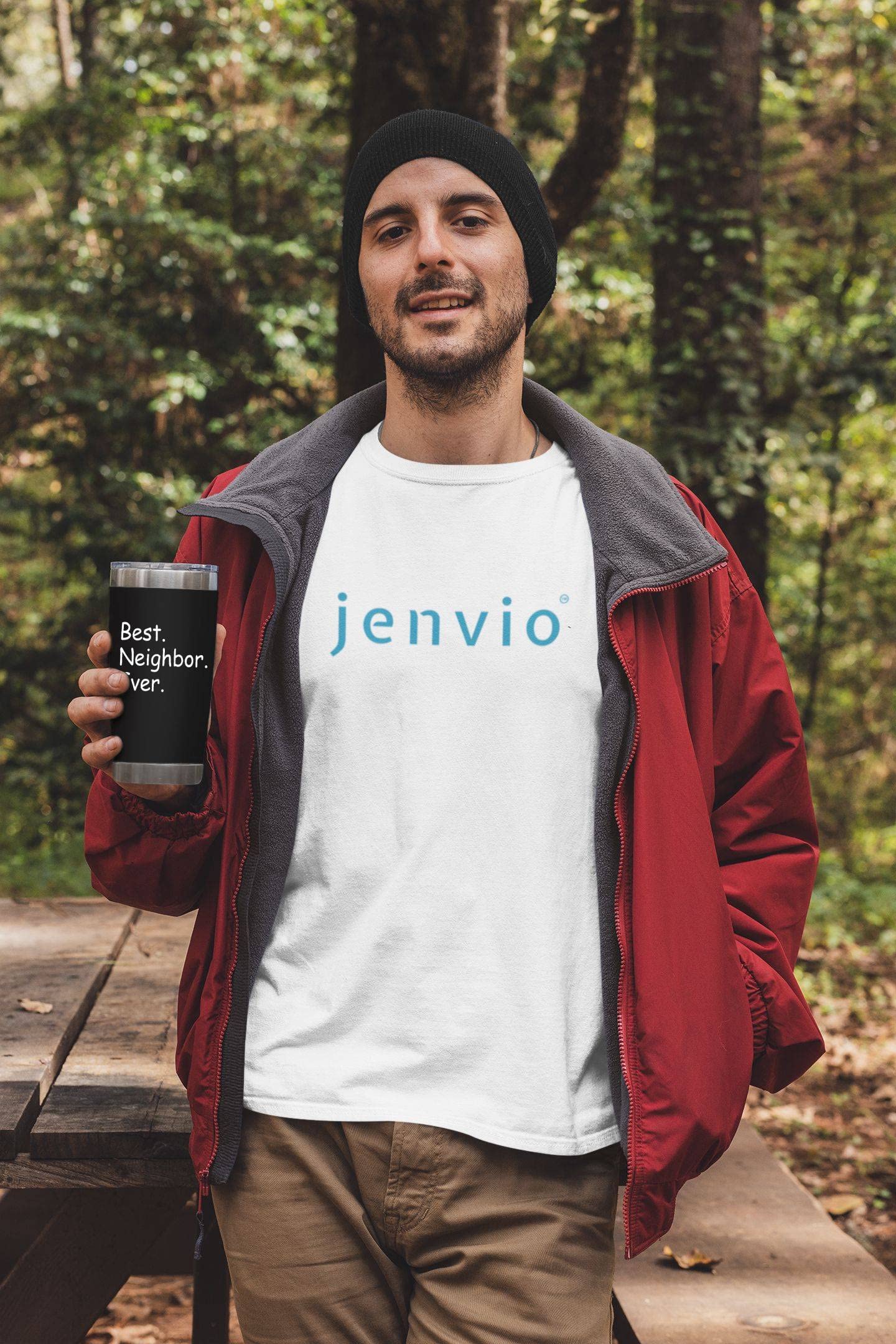 JENVIO Neighbor Gifts | Laser Engraved Stainless Steel Travel Tumbler with Lid and 2 Straws | Housewarming New Ideas Going Away Thank You Valentine's Day (20 Ounce)