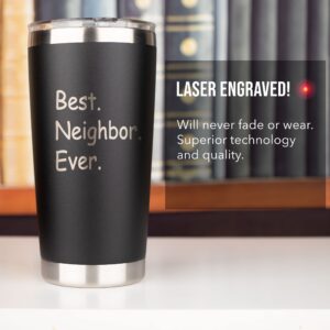 JENVIO Neighbor Gifts | Laser Engraved Stainless Steel Travel Tumbler with Lid and 2 Straws | Housewarming New Ideas Going Away Thank You Valentine's Day (20 Ounce)