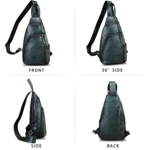 Genuine Leather Sling Bag Crossbody Purse Handmade Hiking Daypack Fanny Bags Retro Shoulder Backpack Vintage Chest Pack (Darkgrey)