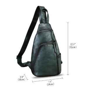 Genuine Leather Sling Bag Crossbody Purse Handmade Hiking Daypack Fanny Bags Retro Shoulder Backpack Vintage Chest Pack (Darkgrey)