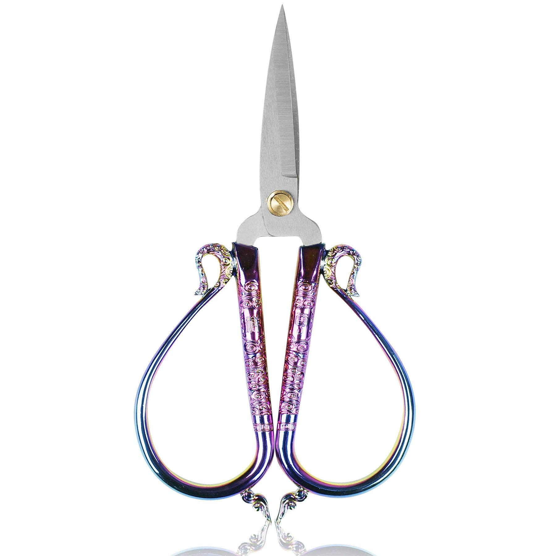 BIHRTC 6.3 Inch Sewing Scissors Small Embroidery Scissors Stainless Steel Auspicious Clouds Scissors Shears Fabric Scissors DIY Tool for Sewing Office Craft Needlework Art Work Rainbow Scissors