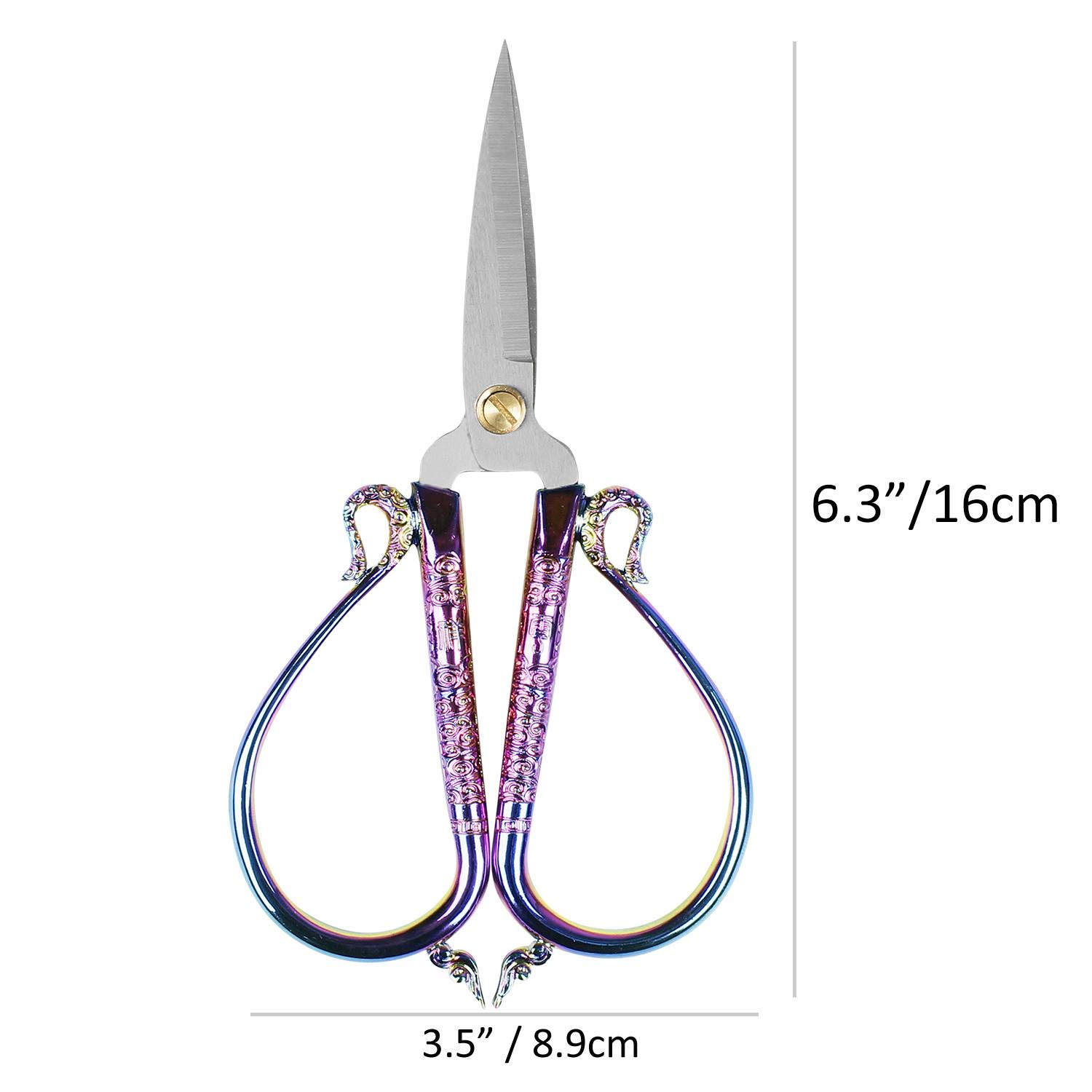 BIHRTC 6.3 Inch Sewing Scissors Small Embroidery Scissors Stainless Steel Auspicious Clouds Scissors Shears Fabric Scissors DIY Tool for Sewing Office Craft Needlework Art Work Rainbow Scissors