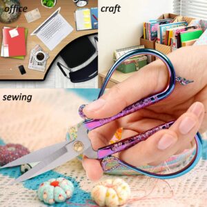 BIHRTC 6.3 Inch Sewing Scissors Small Embroidery Scissors Stainless Steel Auspicious Clouds Scissors Shears Fabric Scissors DIY Tool for Sewing Office Craft Needlework Art Work Rainbow Scissors