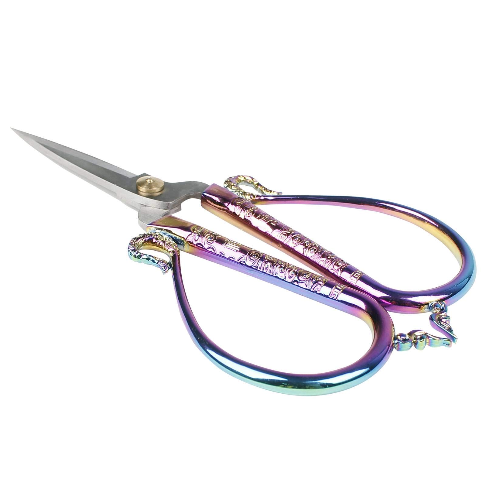 BIHRTC 6.3 Inch Sewing Scissors Small Embroidery Scissors Stainless Steel Auspicious Clouds Scissors Shears Fabric Scissors DIY Tool for Sewing Office Craft Needlework Art Work Rainbow Scissors