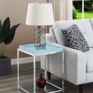 Convenience Concepts Palm Beach End Table with Removable Trays and Shelf, Sea Foam