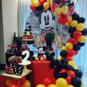 Mickey Mouse Balloons Garland Arch Kit, 100pcs Red Black Yellow Confetti Balloons for Cartoon Mouse Theme Birthday Party Supplies Decorations