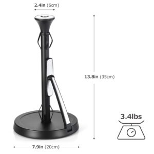 Tension Arm Paper Towel Holder, Hystun Single Tear Paper Towel Holder Countertop Standing Paper Towel Holder Easy to Tear Paper Stainless Steel Paper Towel Holder for Kitchen & Dining Room Table