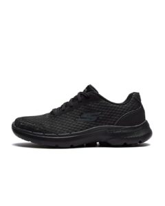 skechers women's go walk 6-iconic vision sneaker, black, 9