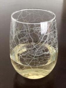 stemless 17oz wine glass urban city map pittsburgh pennsylvania