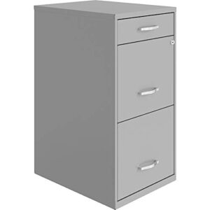 hirsh industries space solutions 18in deep 3 drawer metal file cabinet arctic silver, letter size, fully assembled