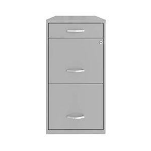 Hirsh Industries Space Solutions 18in Deep 3 Drawer Metal File Cabinet Arctic Silver, Letter Size, Fully Assembled