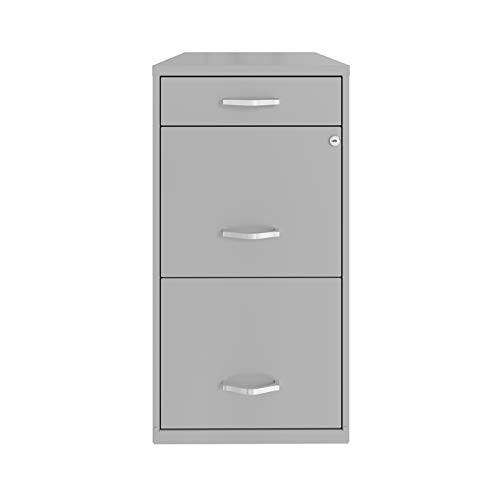 Hirsh Industries Space Solutions 18in Deep 3 Drawer Metal File Cabinet Arctic Silver, Letter Size, Fully Assembled