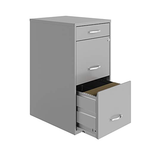 Hirsh Industries Space Solutions 18in Deep 3 Drawer Metal File Cabinet Arctic Silver, Letter Size, Fully Assembled