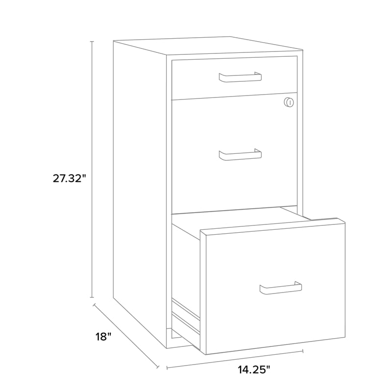 Hirsh Industries Space Solutions 18in Deep 3 Drawer Metal File Cabinet Arctic Silver, Letter Size, Fully Assembled