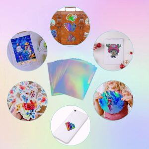 30 Sheets Holographic Printable Sticker Paper 8.25 x 11.7 inch Waterproof Sticker Paper Rainbow Vinyl Sticker Paper for Inkjet/Laser Printer